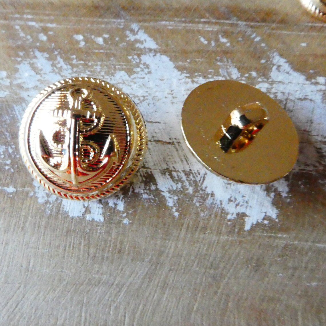 12 Vintage Gold Anchor Shank Buttons 20 Mms - Etsy
