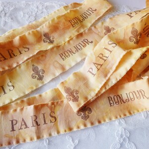 Hand Stamped and Frayed Ribbon, Fleur De Lis Ribbon, Paris Ribbon - Etsy