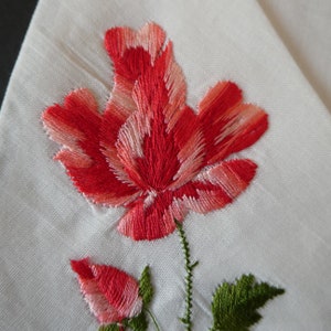 Pair of Embroidered Red Roses Cotton Handkerchiefs - Etsy