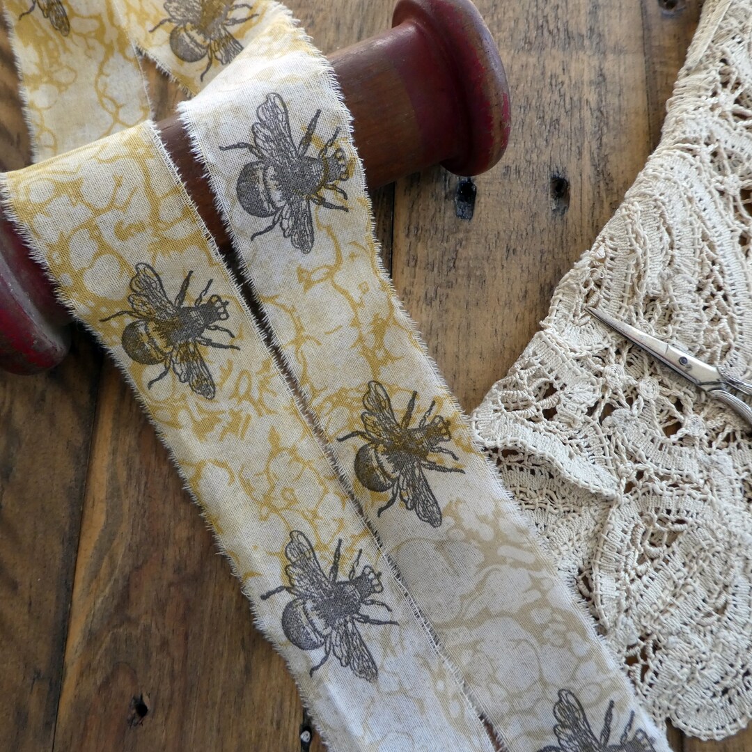 Queen Bee Hand Stamped and Frayed Ribbon - Etsy