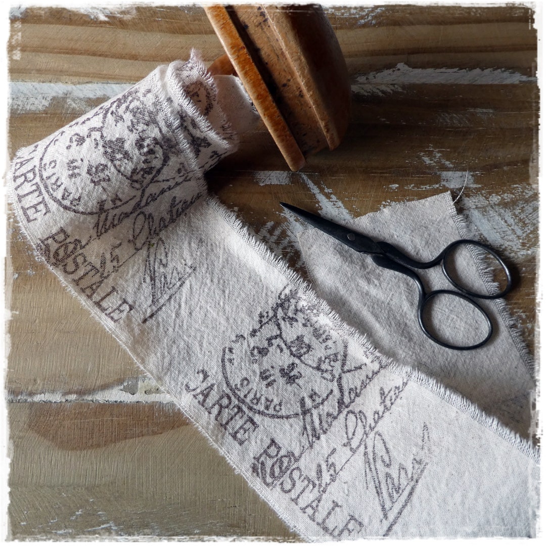 Hand Dyed Stamped and Frayed Ribbon Carte Postale - Etsy