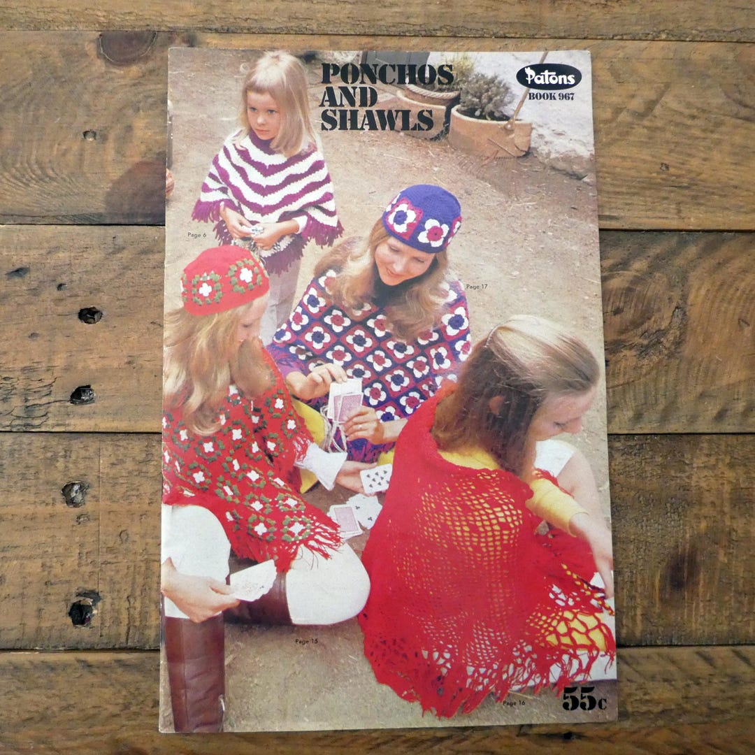 1970s Poncho Shawl Patterns: Vintage Knitting Crochet Book - Etsy
