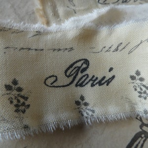 Bonjour Paris Hand Stamped and Frayed Ribbon, French Themed Ribbon - Etsy
