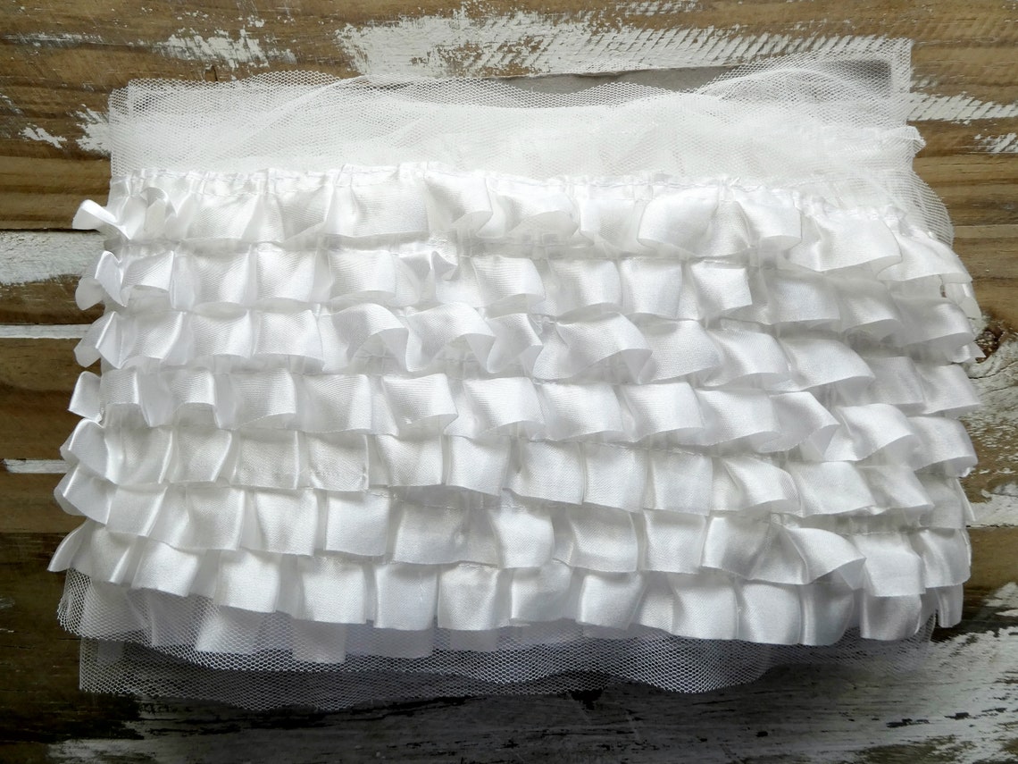 Ruffled White Satin Trim 21.5 Cms Wide by Half Metre | Etsy Australia