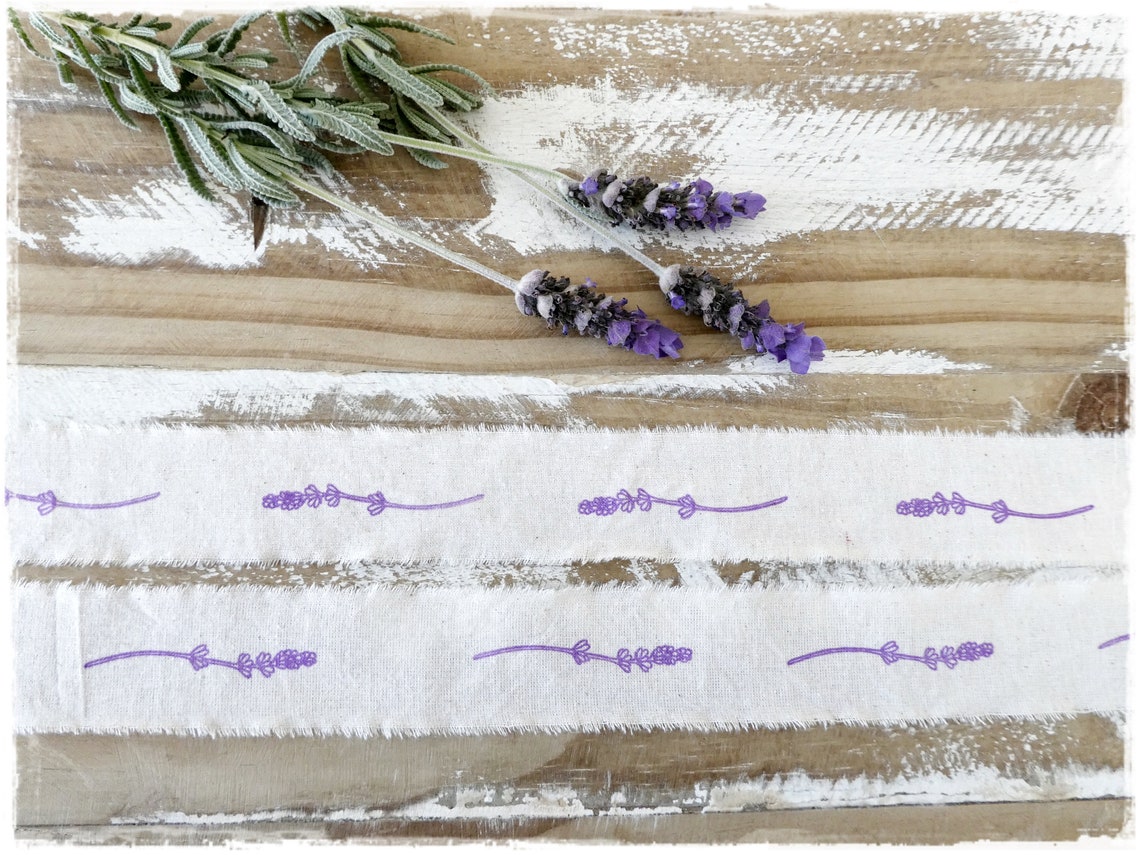Hand Stamped and Frayed Ribbon Lavender Flowers - Etsy Australia