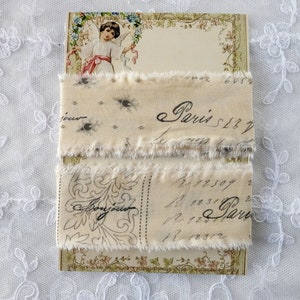 Bonjour Paris Hand Stamped and Frayed Ribbon, French Themed Ribbon - Etsy