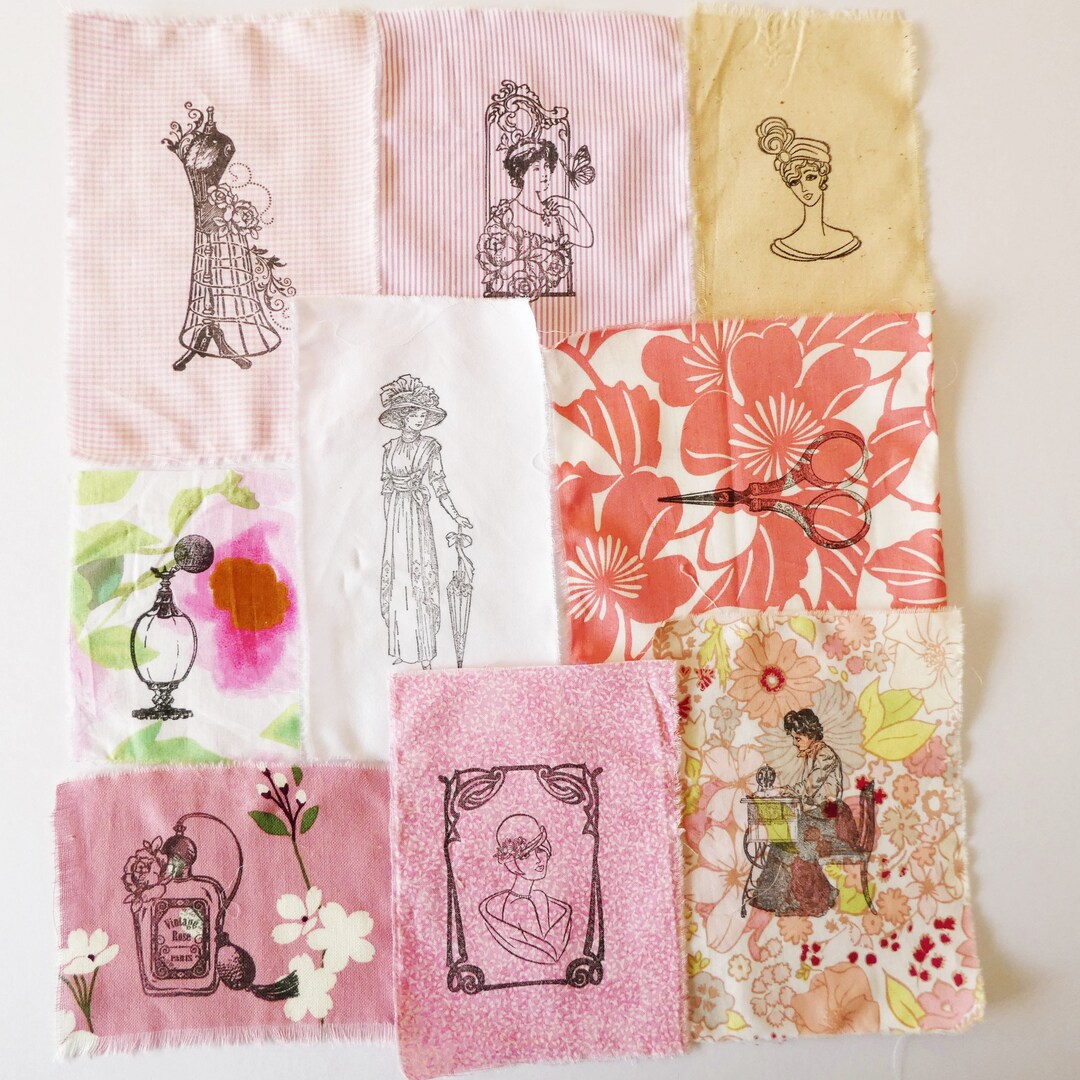 Pack of 9 Hand Stamped Motifs, Tattered Patches, Ladies, Pack 3 - Etsy