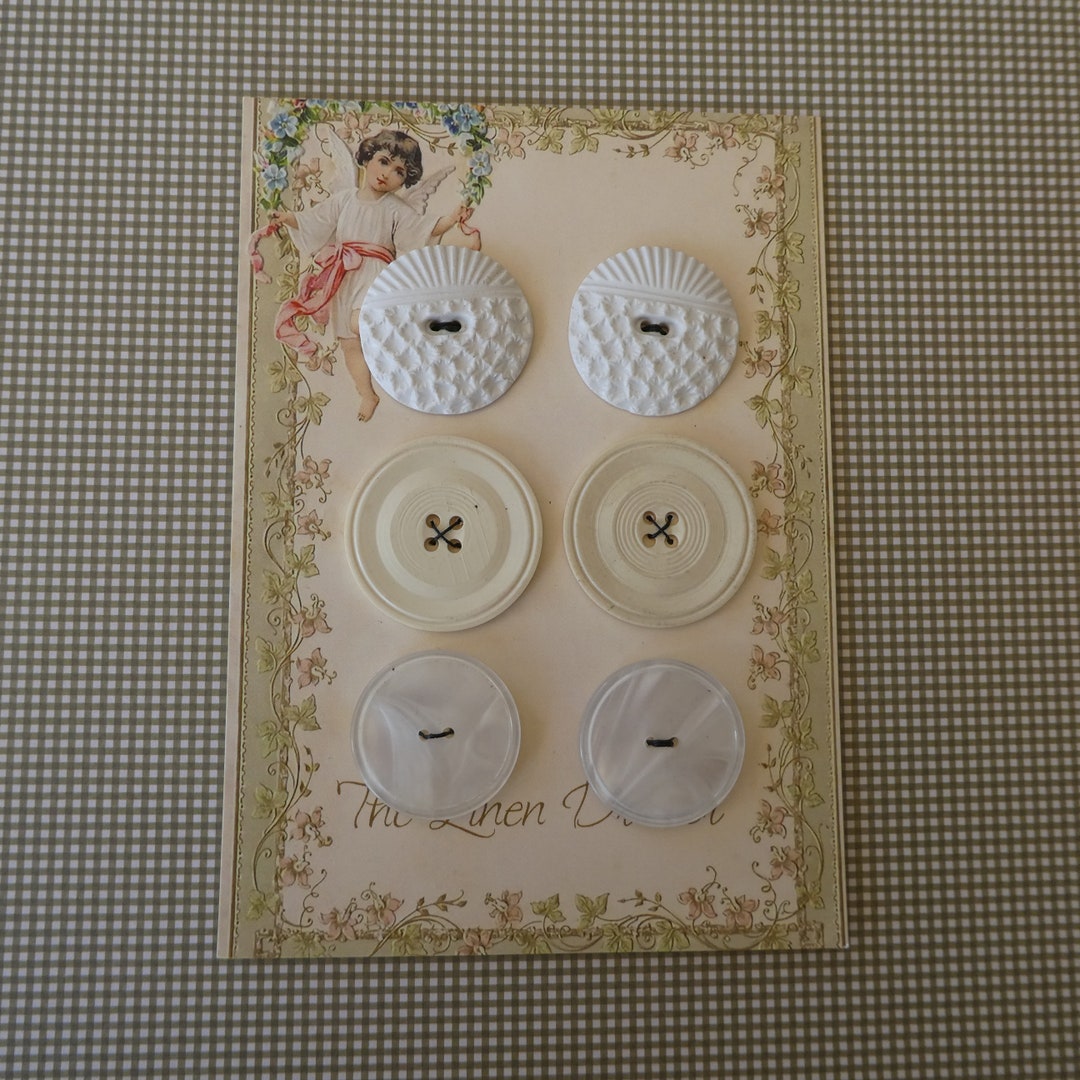 Six Vintage White and Cream Art Deco Buttons, Large Buttons - Etsy