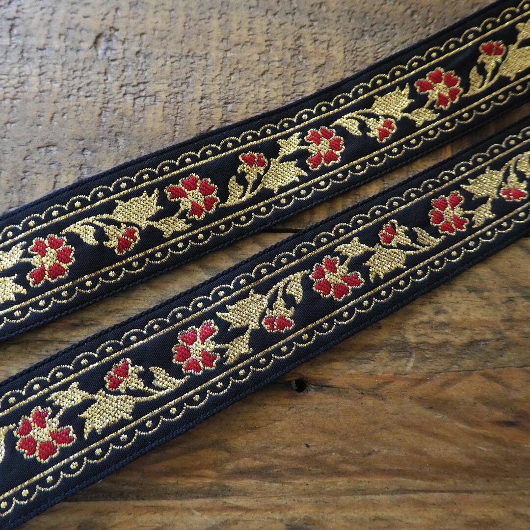 Vintage Black, Red and Gold Metallic Look Braid, Ribbon, 2.5 Cm Wide - Etsy