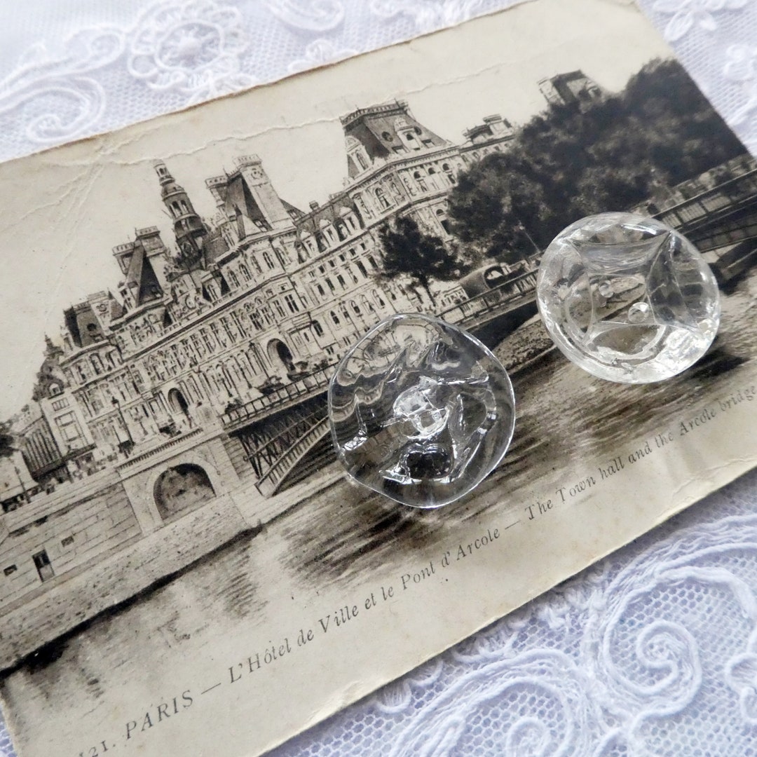 Vintage Large Glass Shank Buttons - Etsy