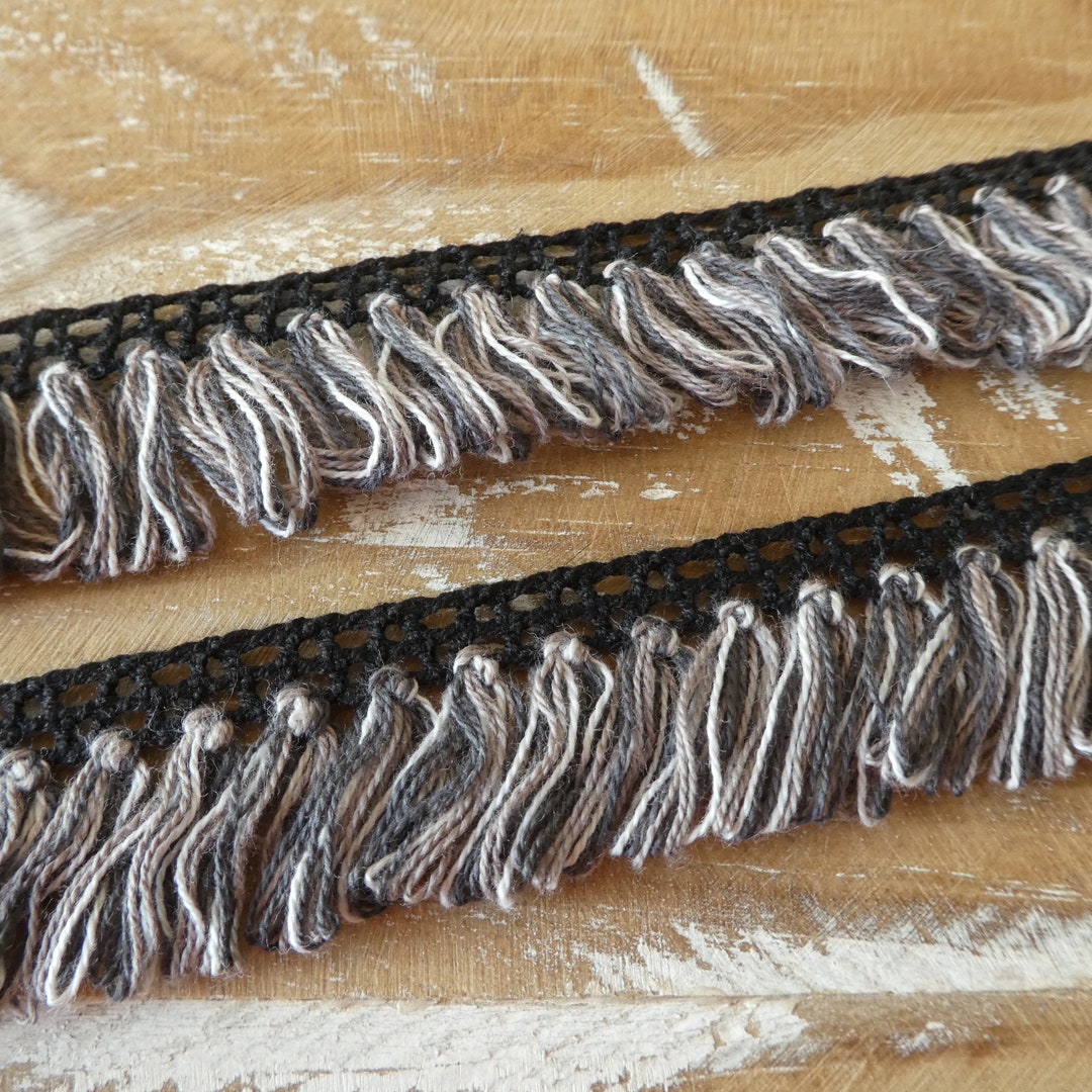Vintage Variegated Grey Fringed Braid, Passementerie, 2.5 Cms Wide, 20 ...