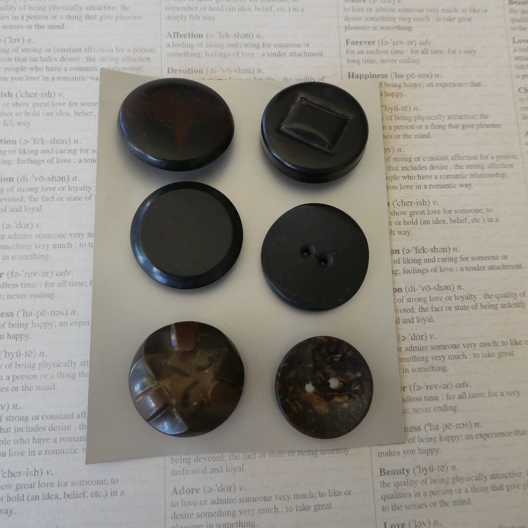 Six Vintage Black/brown Art Deco Buttons, Large Coat Buttons - Etsy
