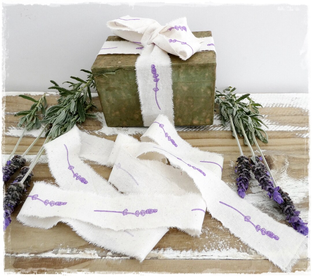 Hand Stamped and Frayed Ribbon Lavender Flowers - Etsy Australia