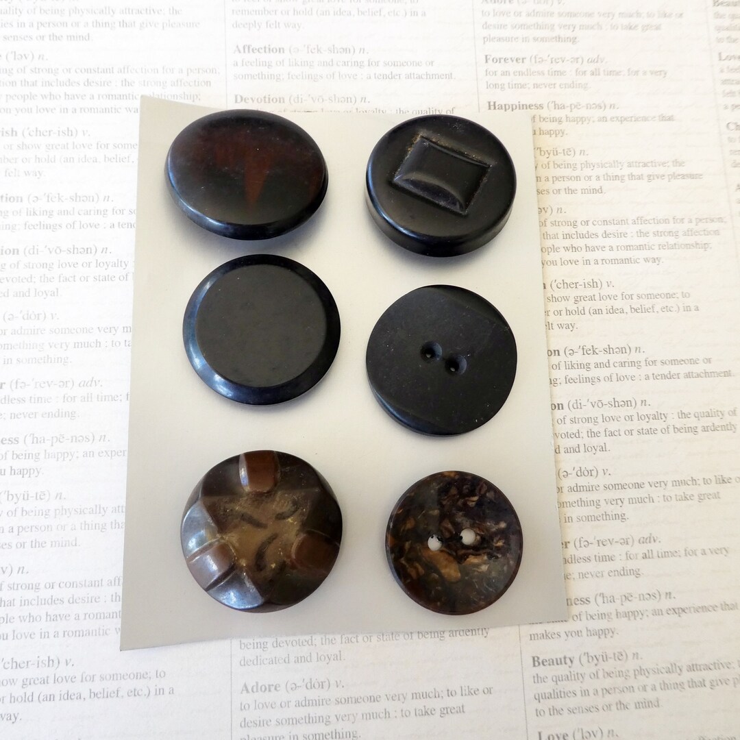 Six Vintage Black/brown Art Deco Buttons, Large Coat Buttons - Etsy