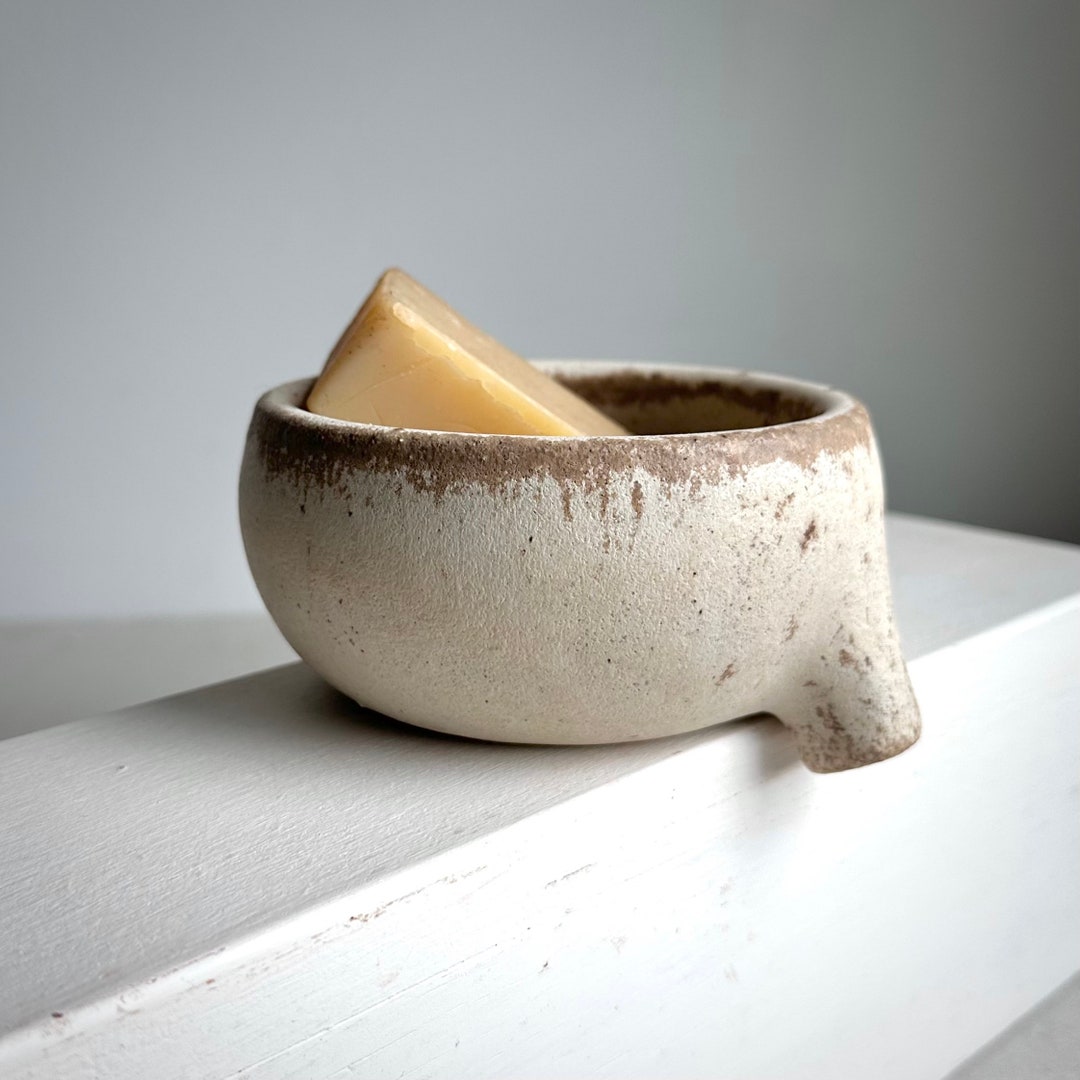 MADE TO ORDER Cream Rustic Soapdish With Strainer for Bathroom Sink ...