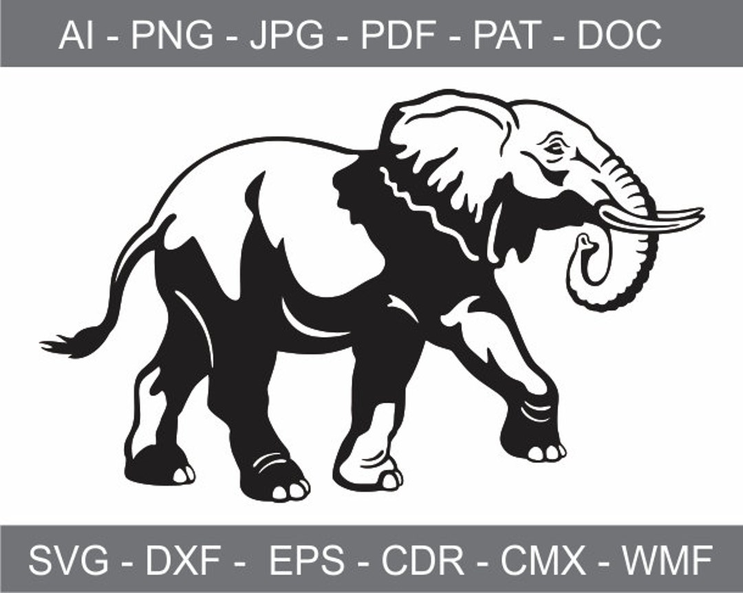 Happy Elephant - Svg - Ai - Dxf - Cdr - Pat -jpeg -png - Pdf -wmf -docx ...