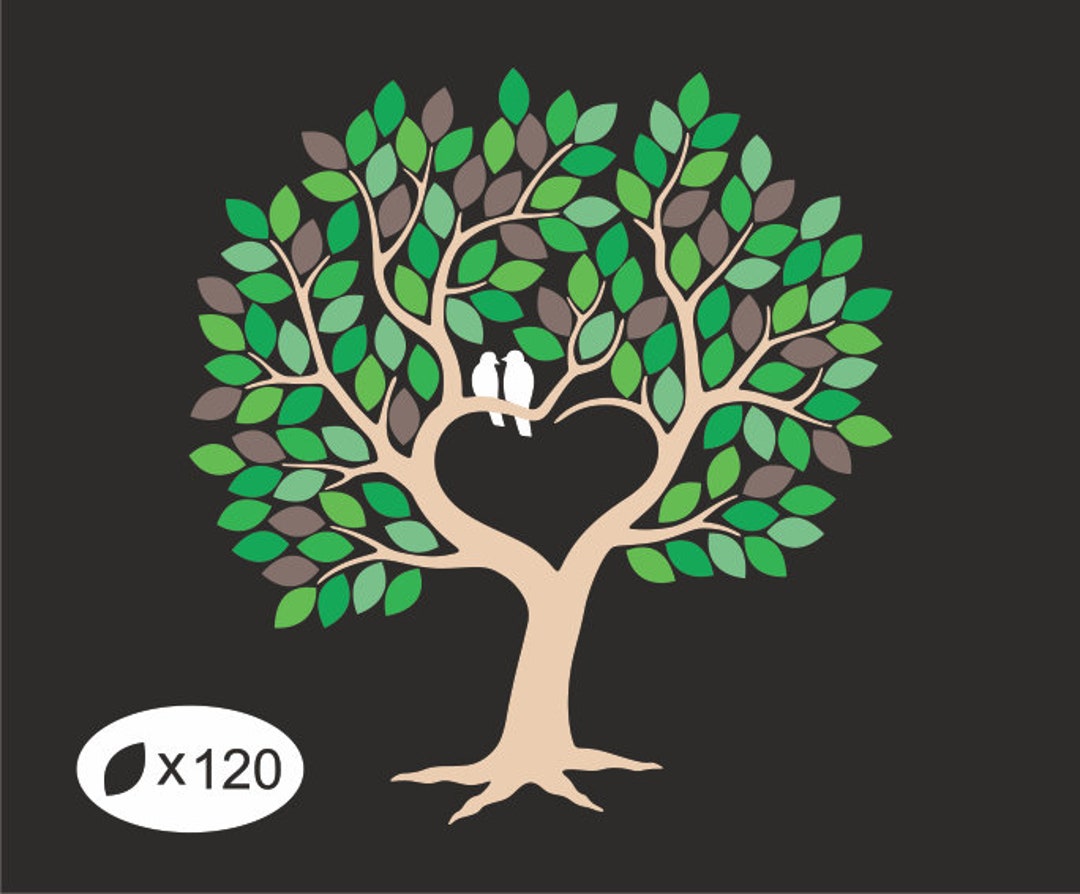 120 Leaves Wedding Guest Book SVG Wedding Guest Book With Love Birds ...