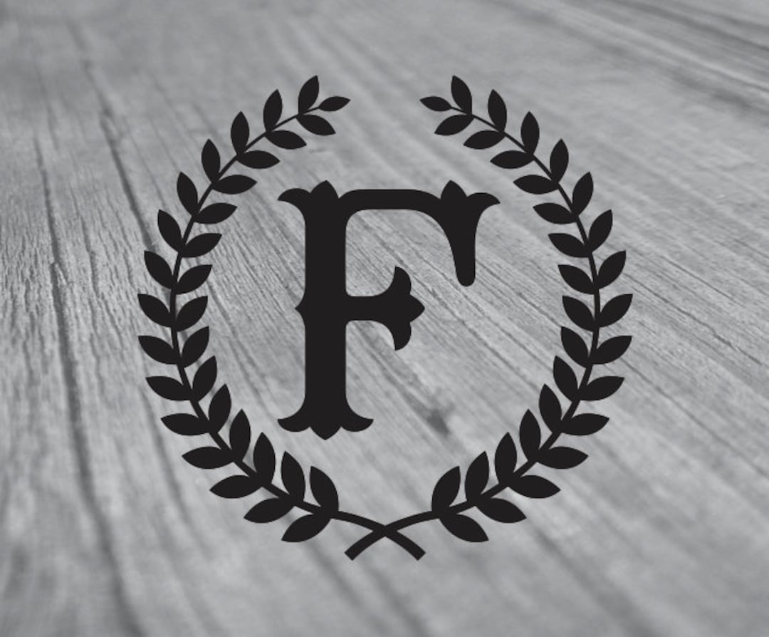 SVG Letter F With Laurel Wreath Cricut SVG Design Clipart Monogram F ...