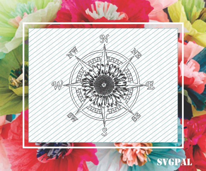 Sunflower Compass Rose SVG Clipart Iron on Transfer File - Etsy Canada