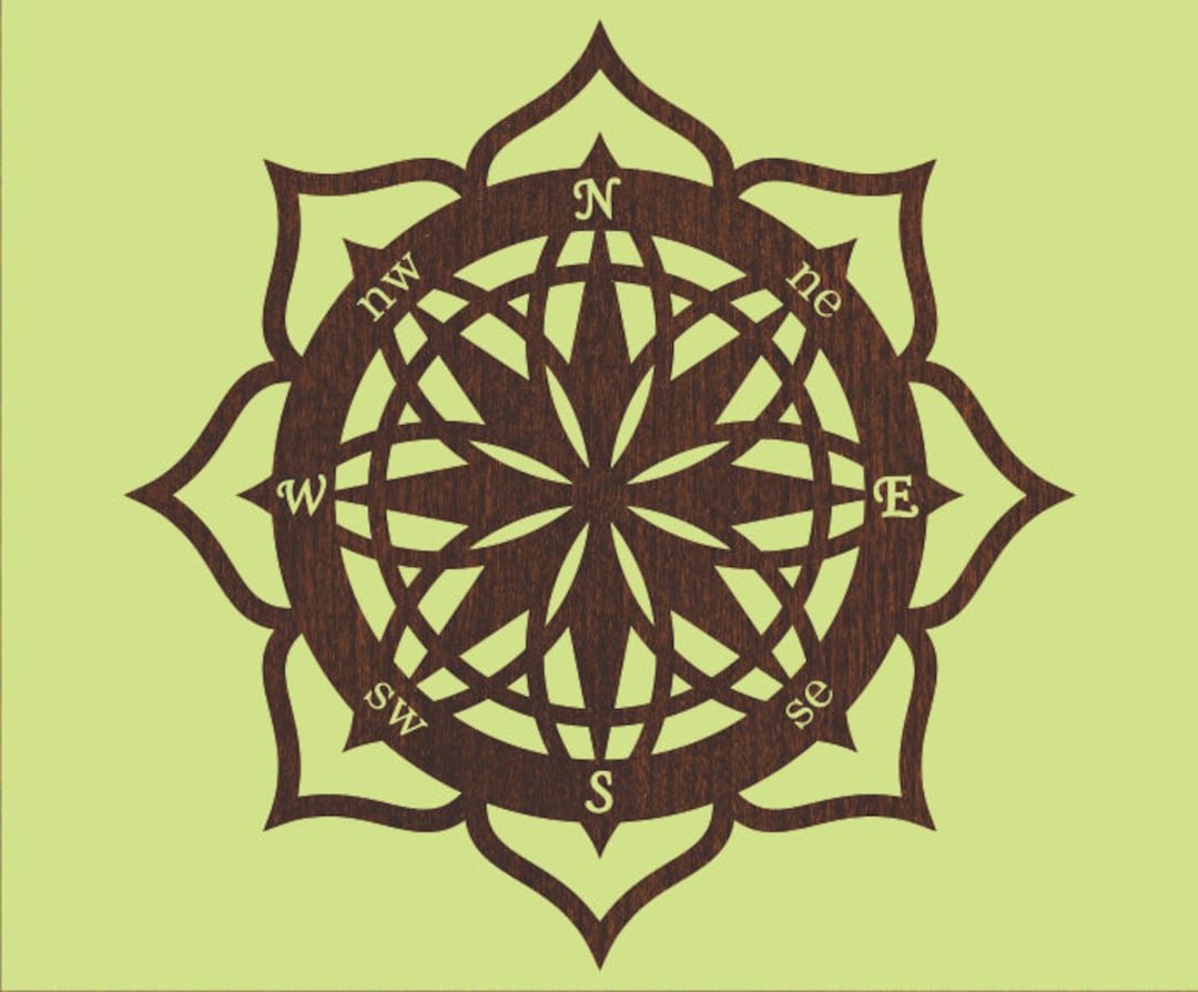 Mandala Compass SVG Cricut Decorative Compass Rose Design Cameo Compass ...