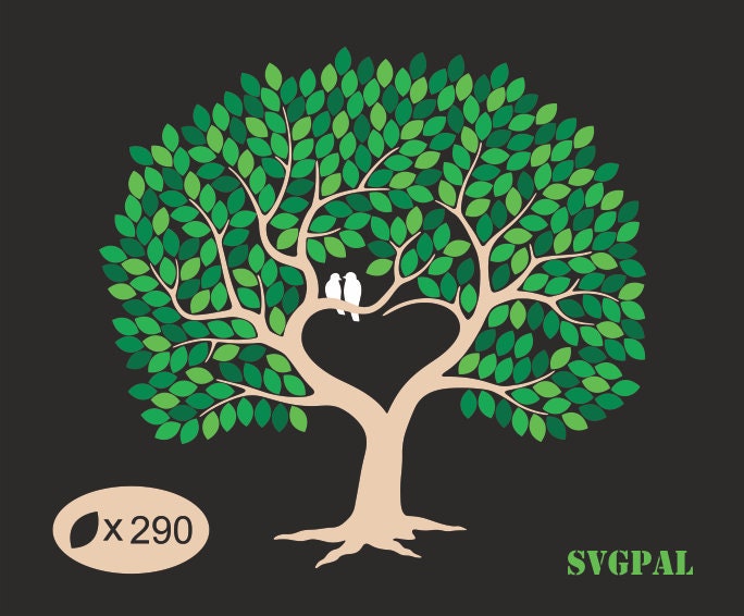 290 Leaves Tree Wedding Guestbook SVG for 290 guests | Etsy