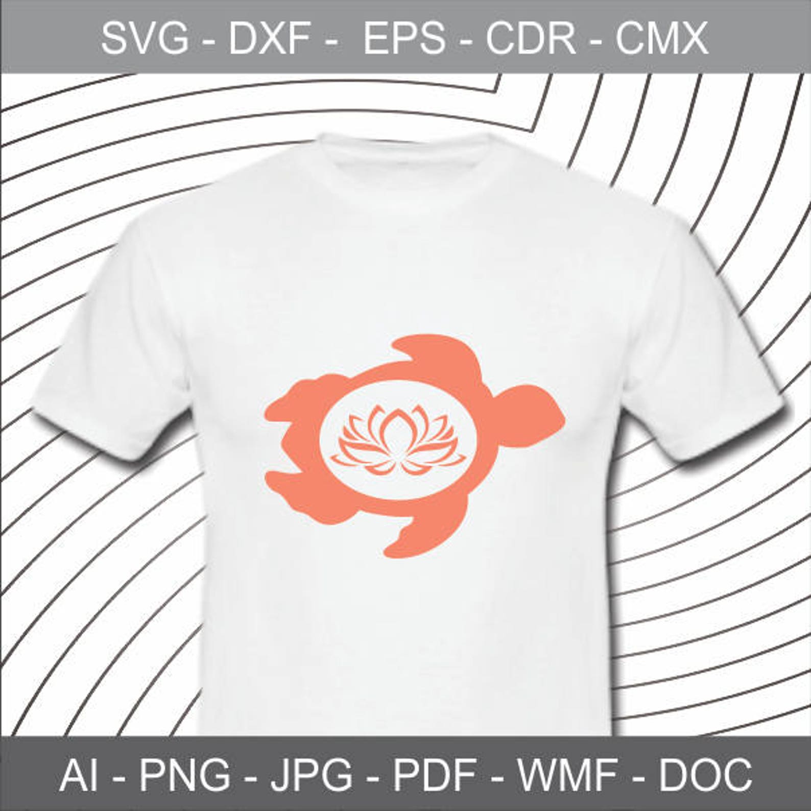 Friendly Turtle Design With Lotus Flower, Turtle SVG File, Lotus ...