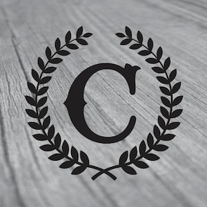 Letter C With Laurel Wreath Cricut SVG Design Clipart Monogram C Svg ...