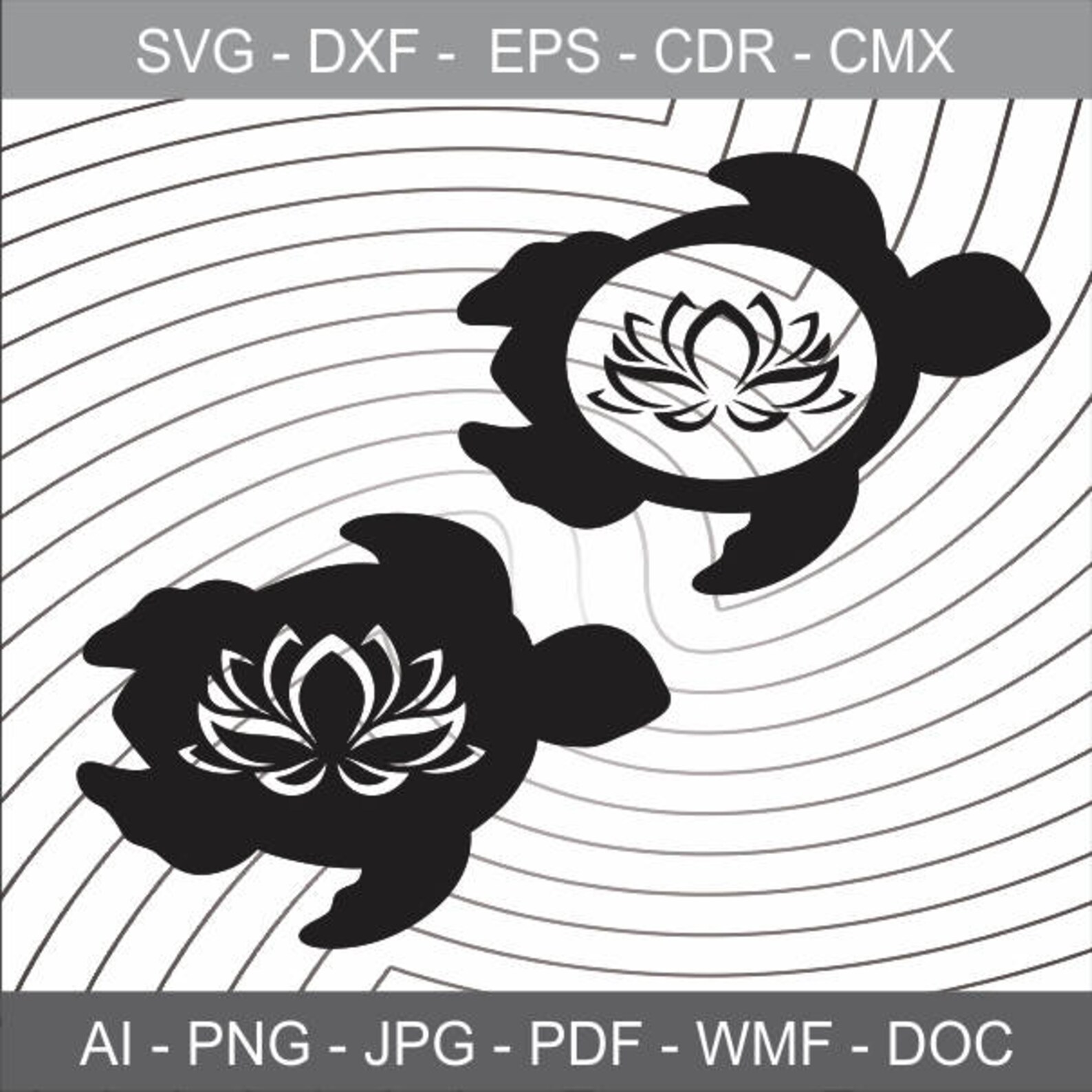 Friendly Turtle Design With Lotus Flower Turtle SVG File - Etsy