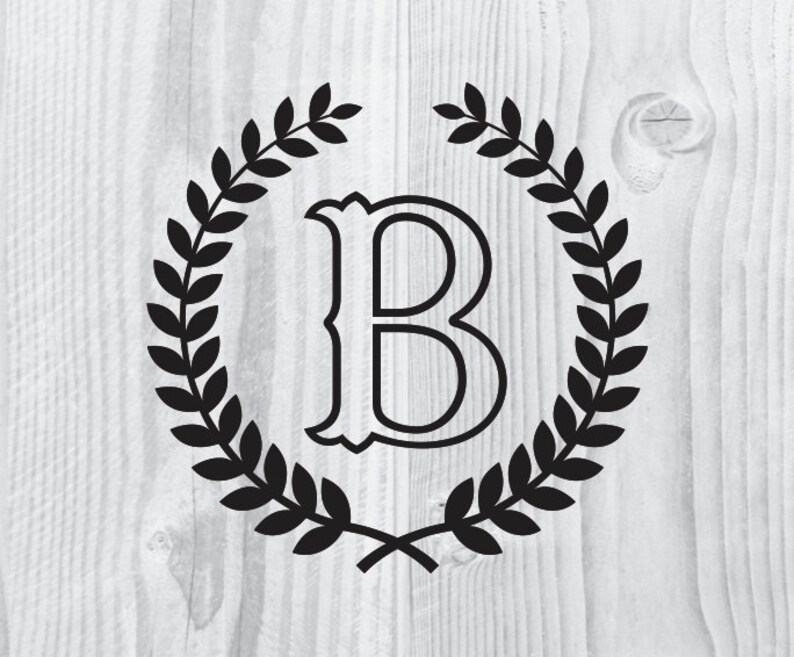 Letter B With Laurel Wreath SVG Design Clipart Decorative - Etsy