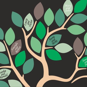 180 Leaves Wedding Tree Guest Book SVG Wedding Guest Book With Love ...