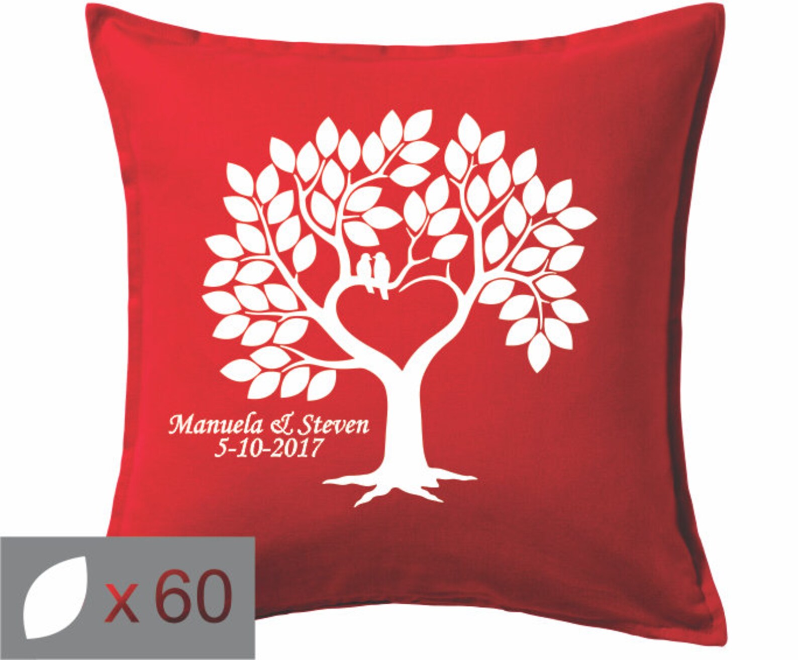 60 Leaves Wedding Tree Guestbook SVG Clipart Tree With 60 | Etsy