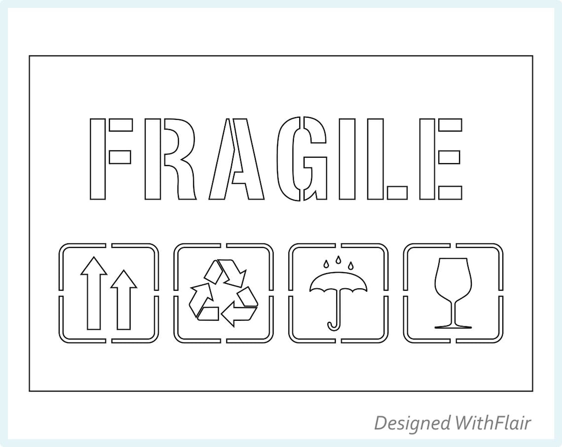 Fragile Symbol Fragiletemplate for Laser Cutting-packaging-(up Arrows ...