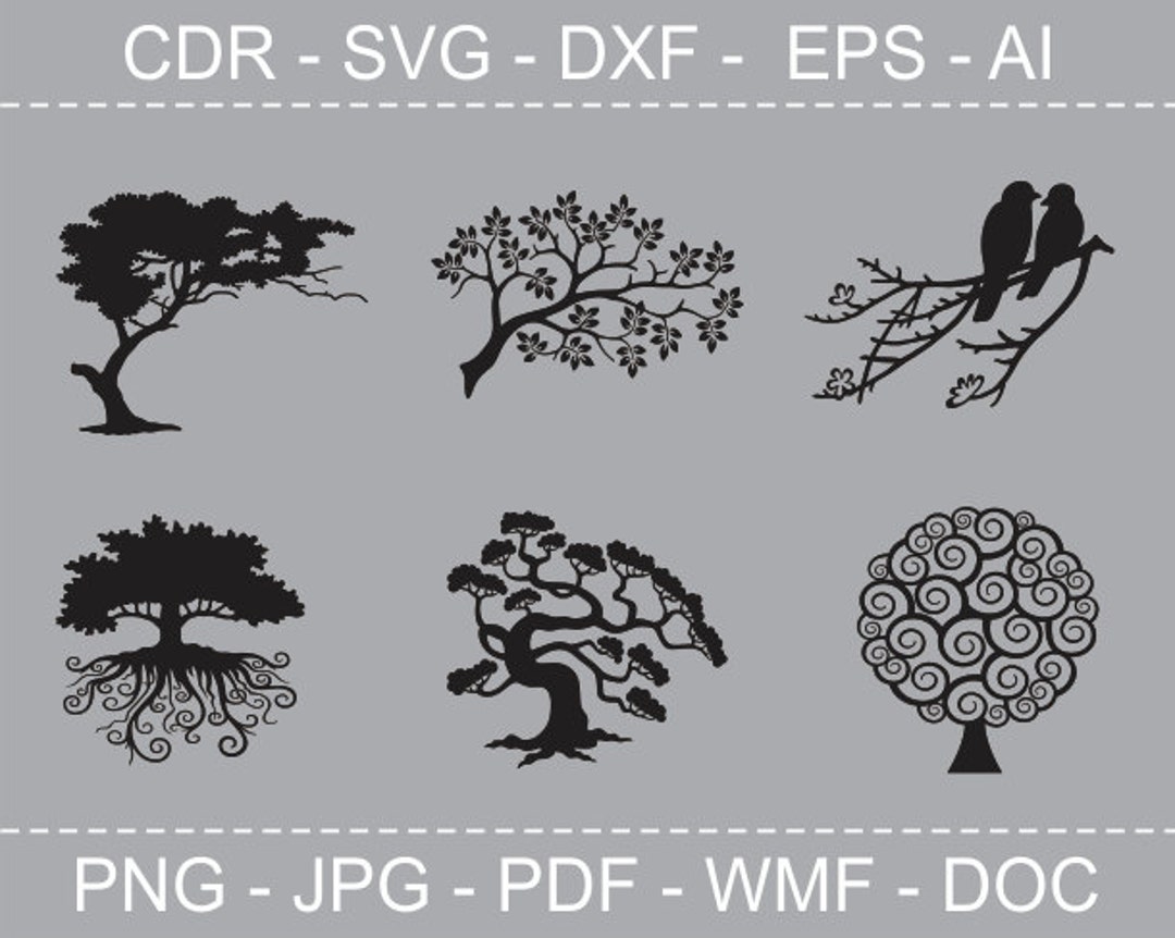 Tree SVG Clipart Tree Silhouette Laser Cutting and Engraving Cricut SVG ...