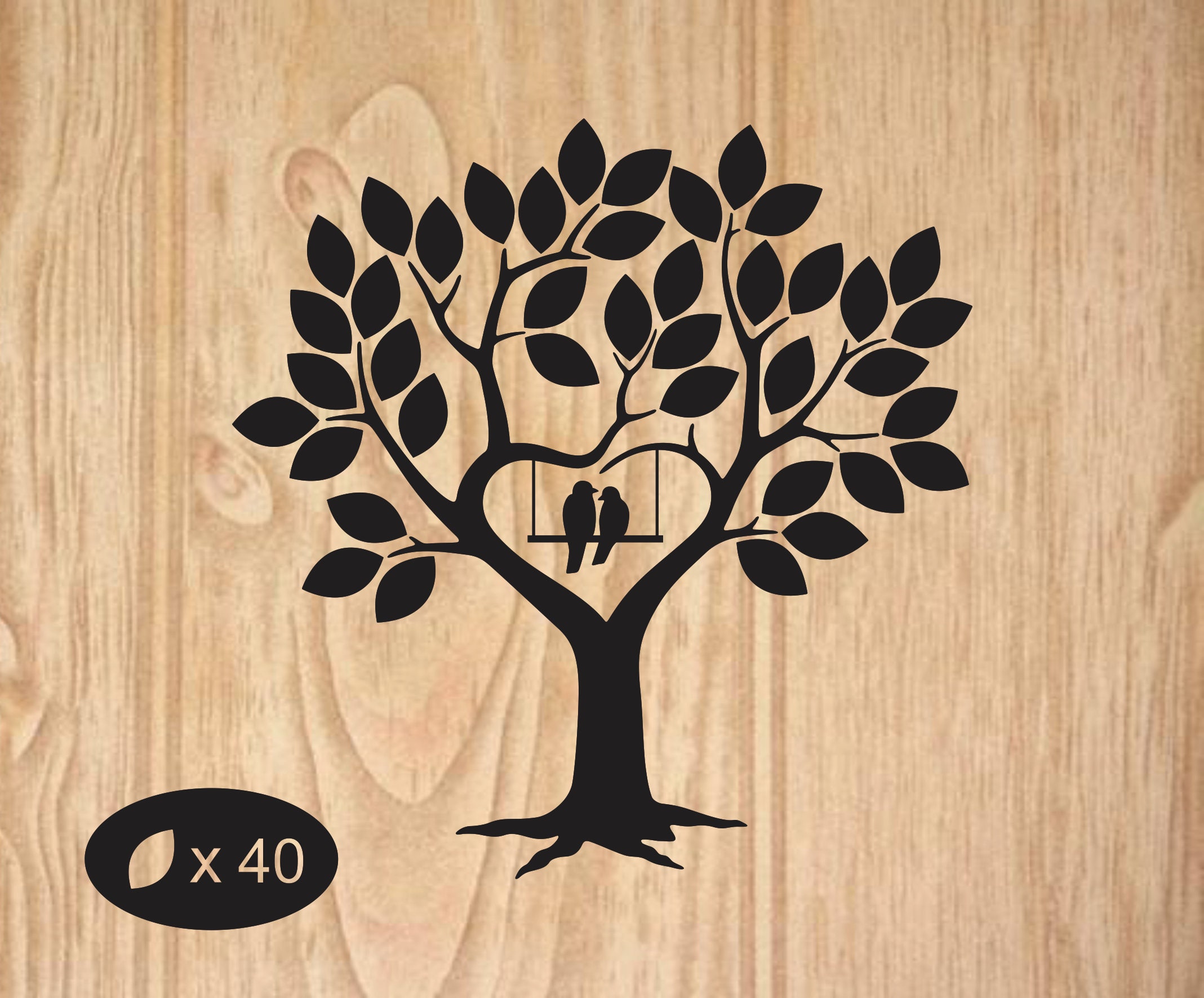 40 Leaves Tree Guestbook SVG Clipart Tree with 40 Leaves | Etsy