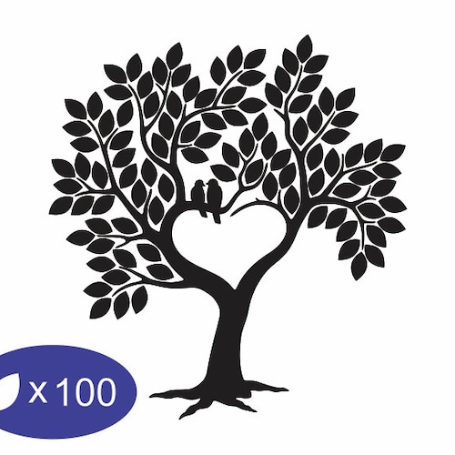 60 Leaves Wedding Tree Guestbook SVG Clipart Tree With 60 - Etsy