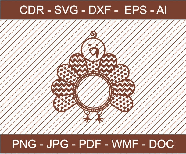 Turkey SVG Clipart Thanksgiving SVG Design Chevron and Polka | Etsy