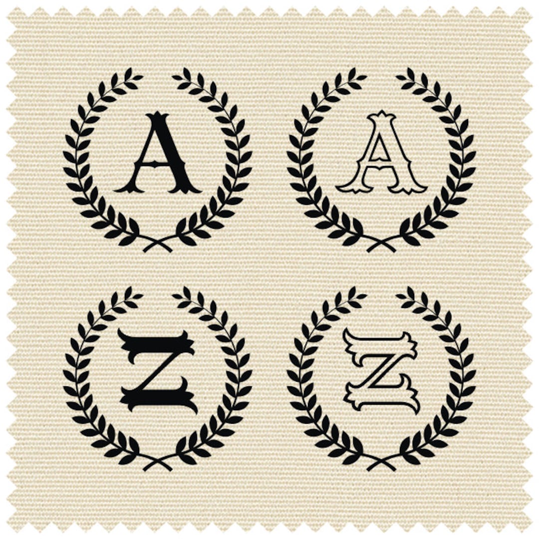 SVG Monogram Font Cricut Cutting Laurel With Capital Letter From A to Z ...