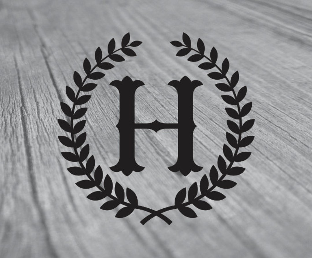 Letter H With Laurel Wreath Cricut SVG Design Clipart Monogram H Svg ...