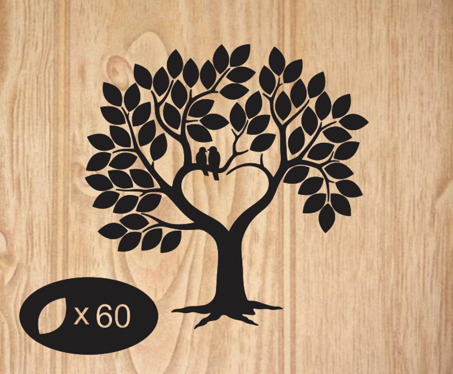 60 Leaves Wedding Tree Guestbook SVG Clipart Tree With 60 Leaves ...