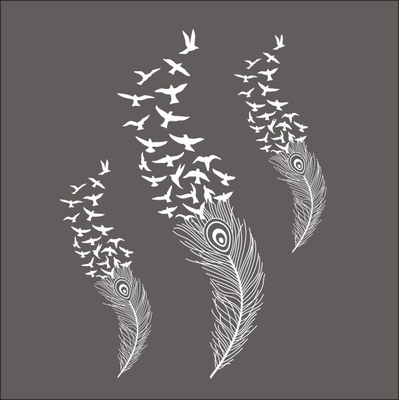 Feather With Birds Svg Cutting Vinyl Crafts Feather And Birds Etsy