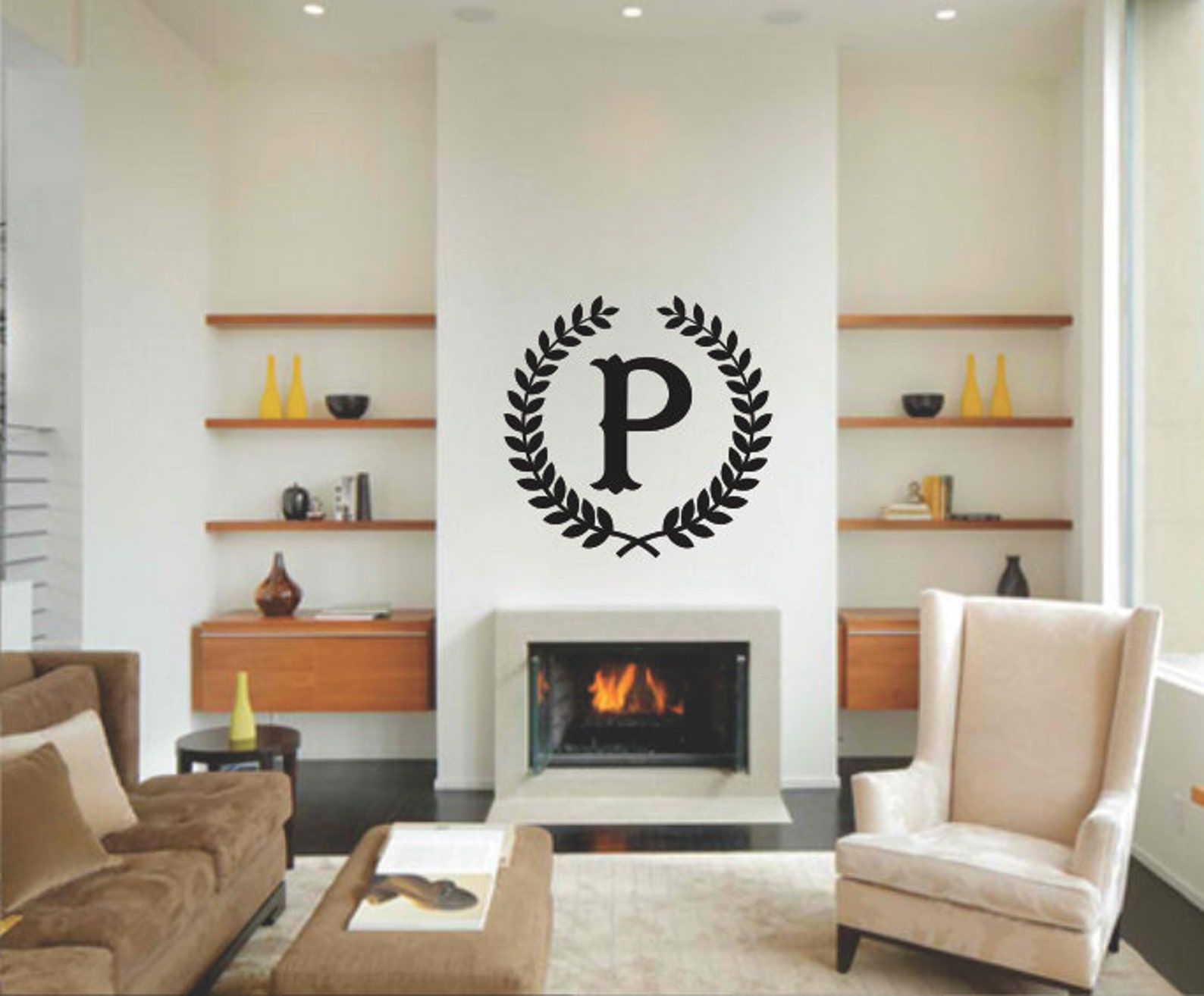 Laurel With Letter P SVG Cricut Initial Pillow P Laser Cutting and ...