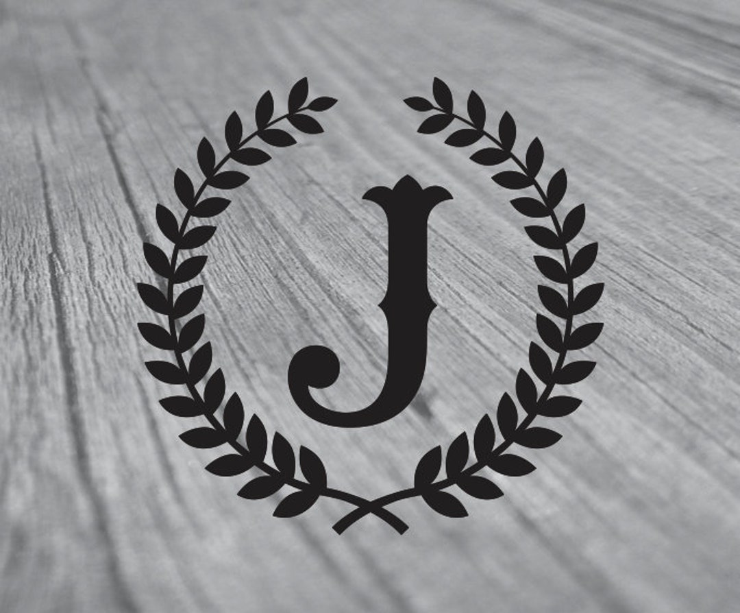 Letter J With Laurel Wreath Cricut SVG Design Clipart Monogram J Svg ...