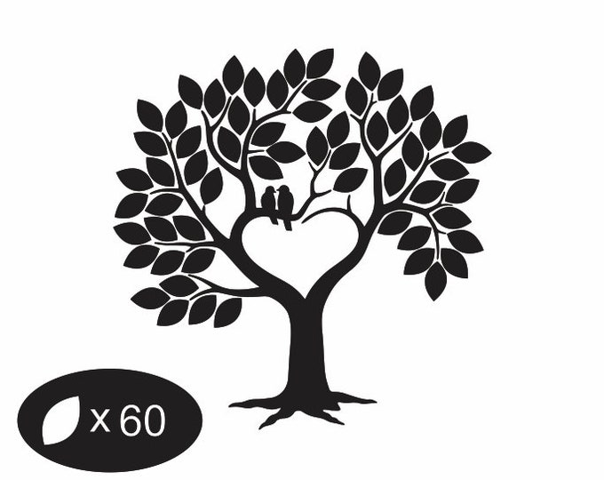 120 Leaves Wedding Tree Guest Book SVG Wedding Guest Book With Love ...