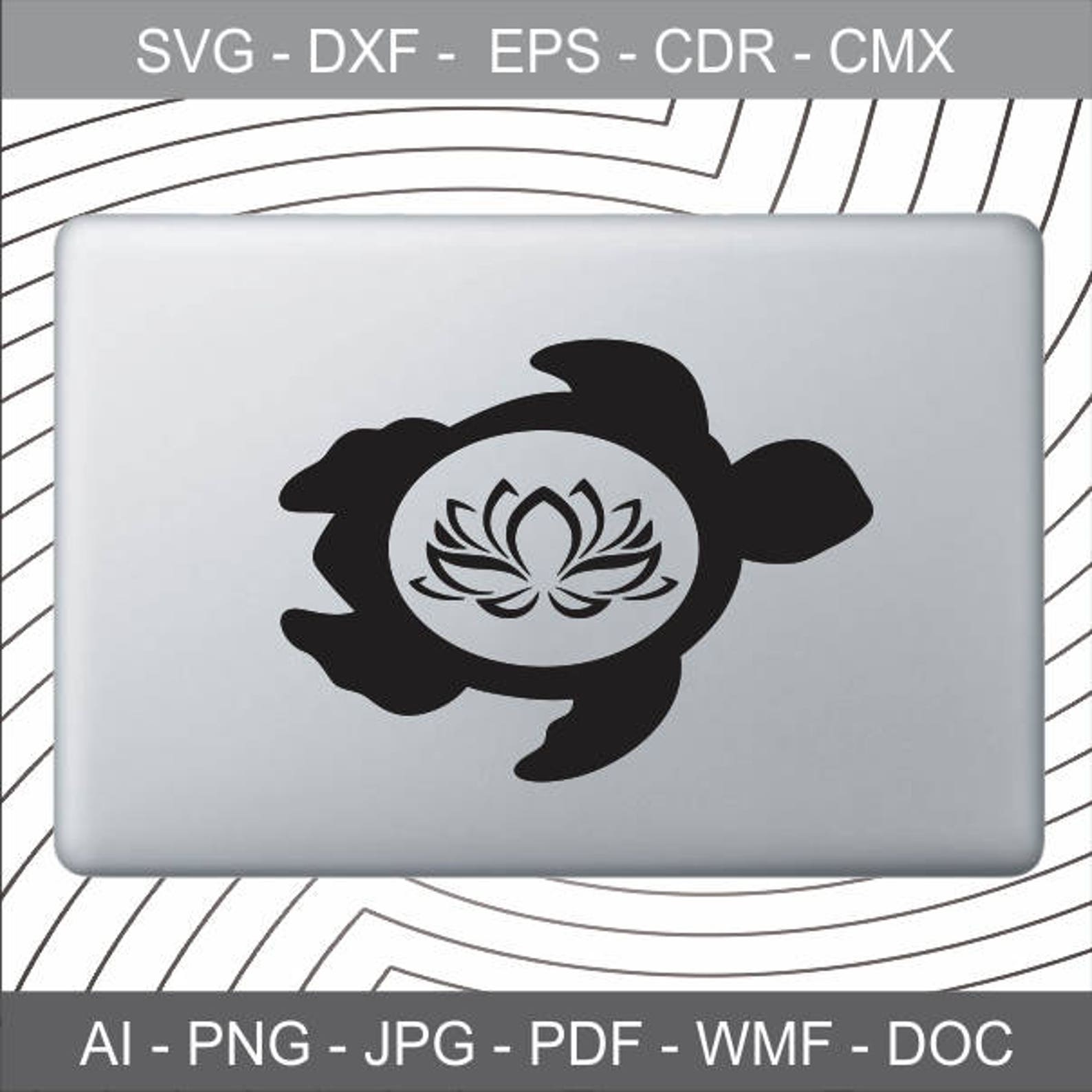 Friendly Turtle Design With Lotus Flower, Turtle SVG File, Lotus ...