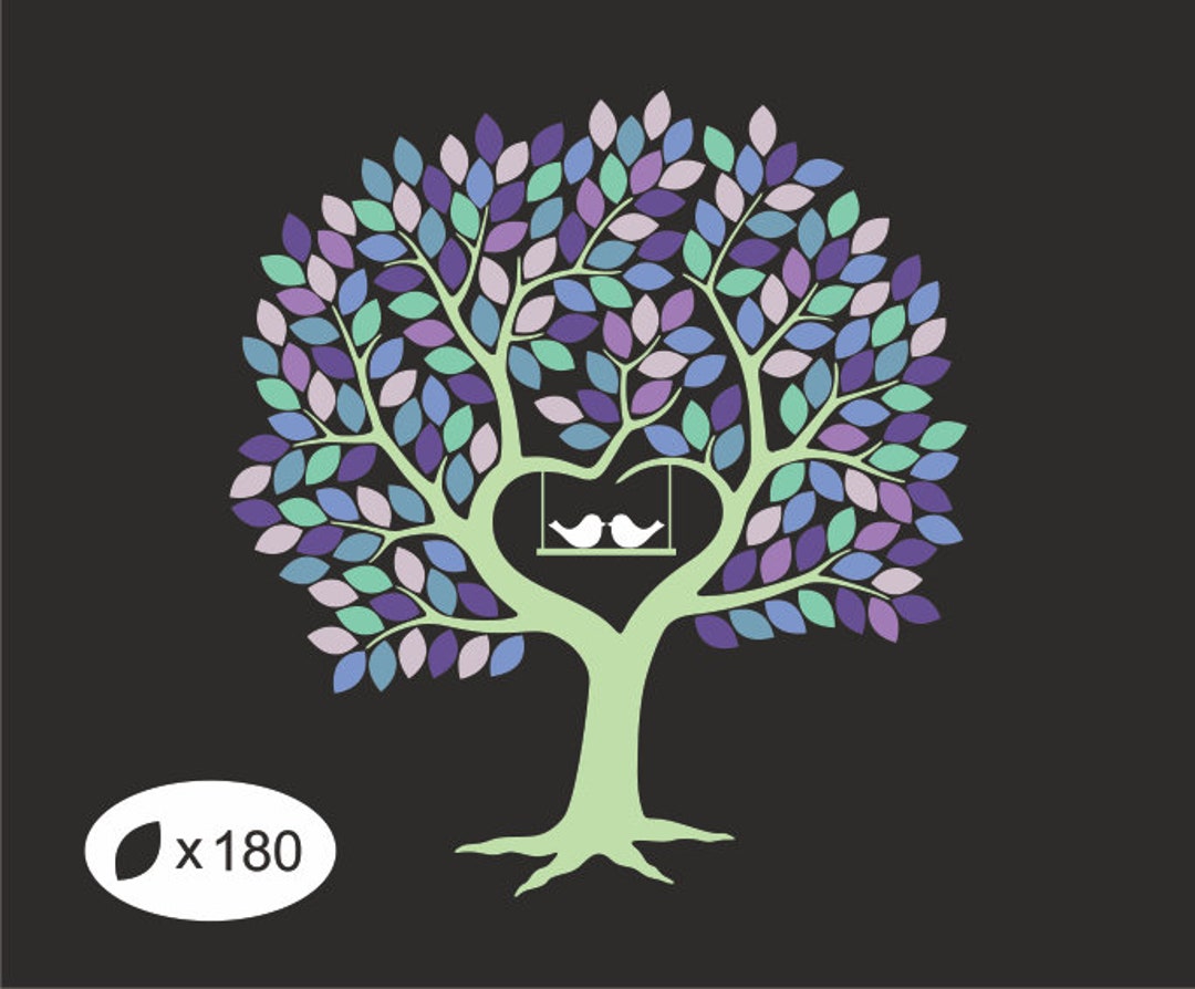 180 Leaves Wedding Tree Guest Book SVG Wedding Guest Book With Love ...