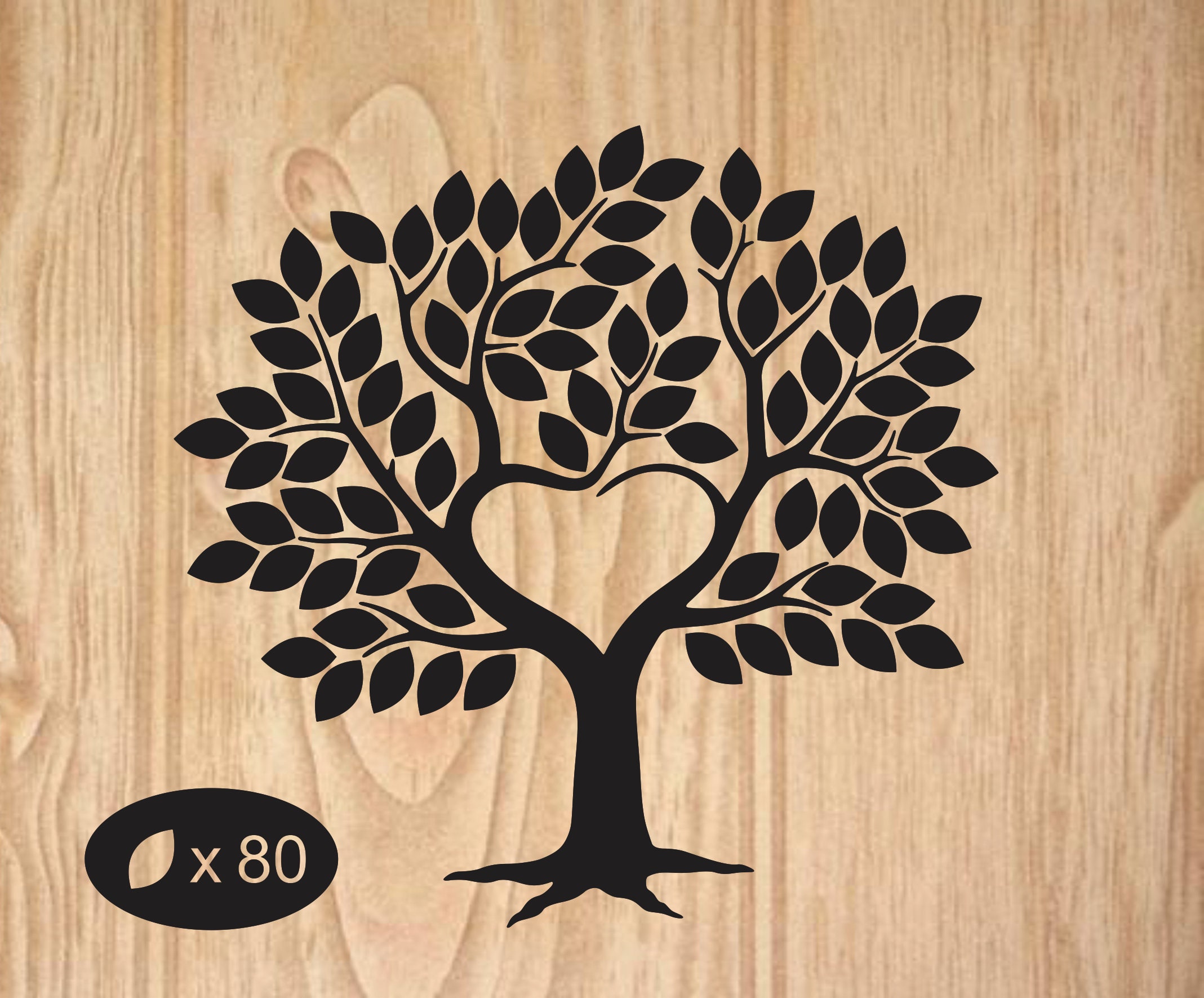 80 Leaves Wedding Guestbook Clipart Tree With Heart SVG File - Etsy