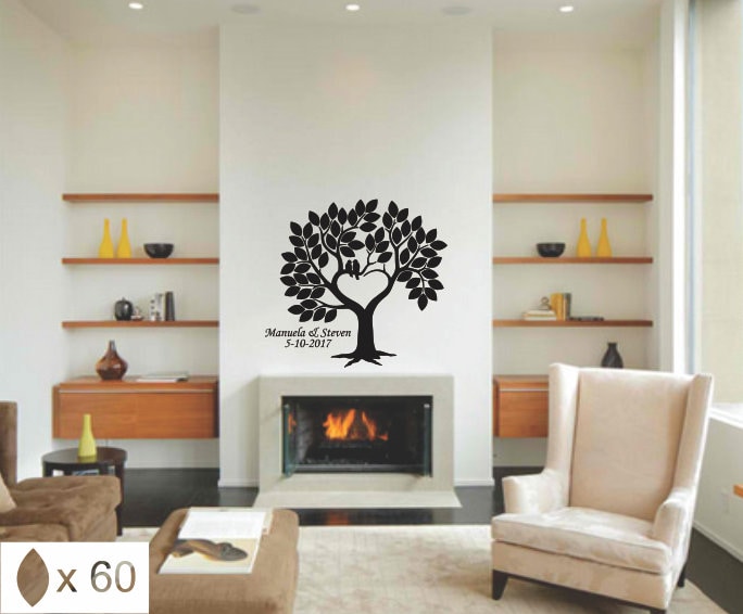 60 Leaves Wedding Tree Guestbook SVG Clipart Tree With 60 | Etsy