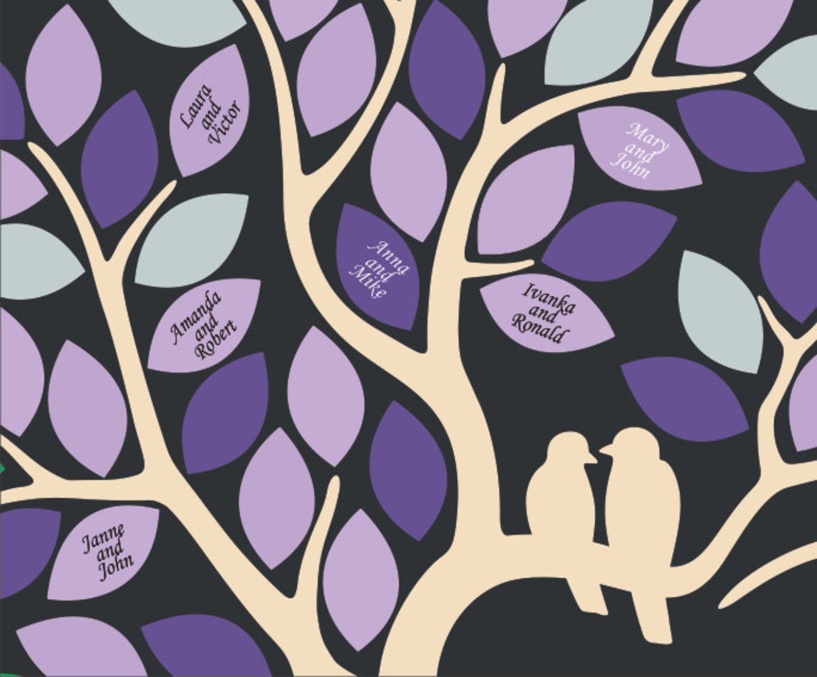 100 Leaves Wedding Tree Guestbook SVG Clipart Tree With 100 Leaves ...