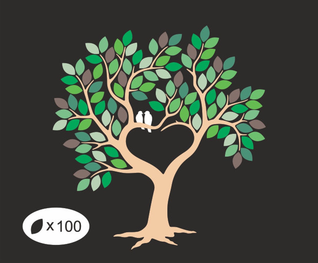 100 Leaves Wedding Guest Book SVG Wedding Guest Book With Love Birds ...