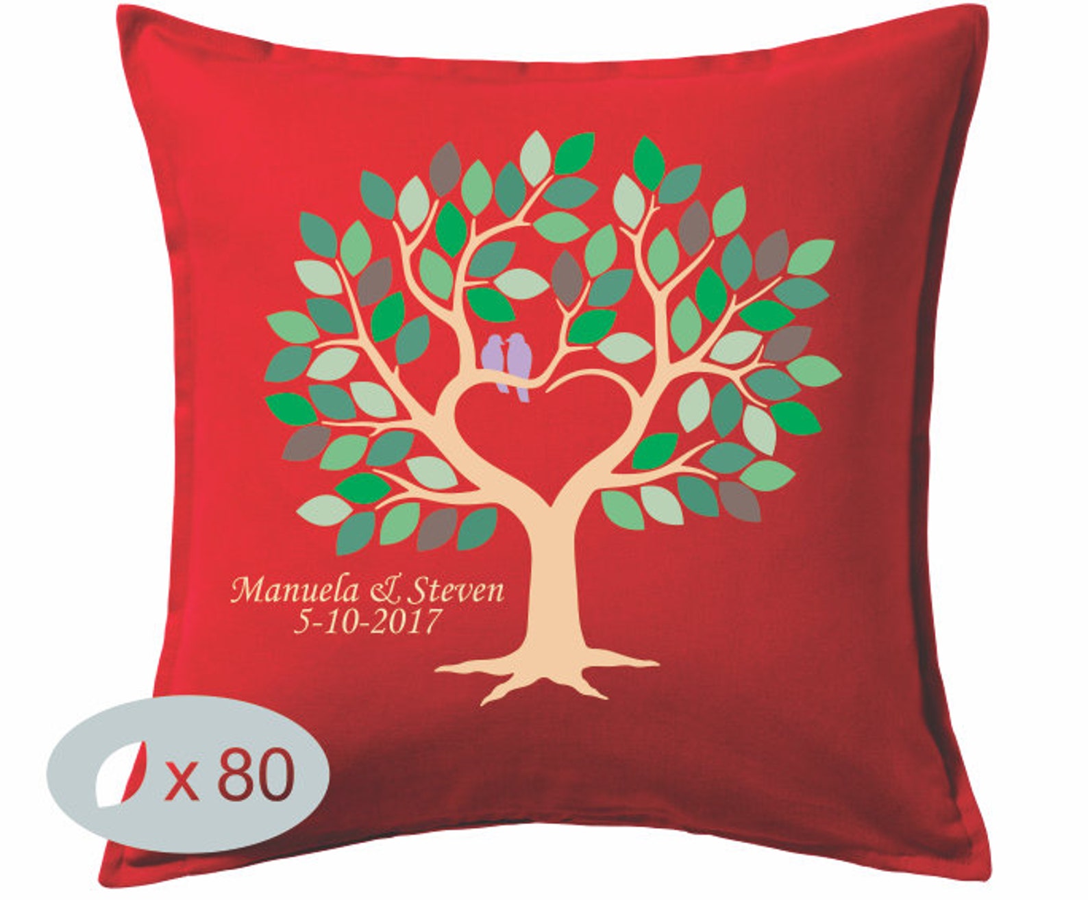 80 Leaves Wedding Guest Book SVG Clipart Tree With 80 Leaves Wedding ...